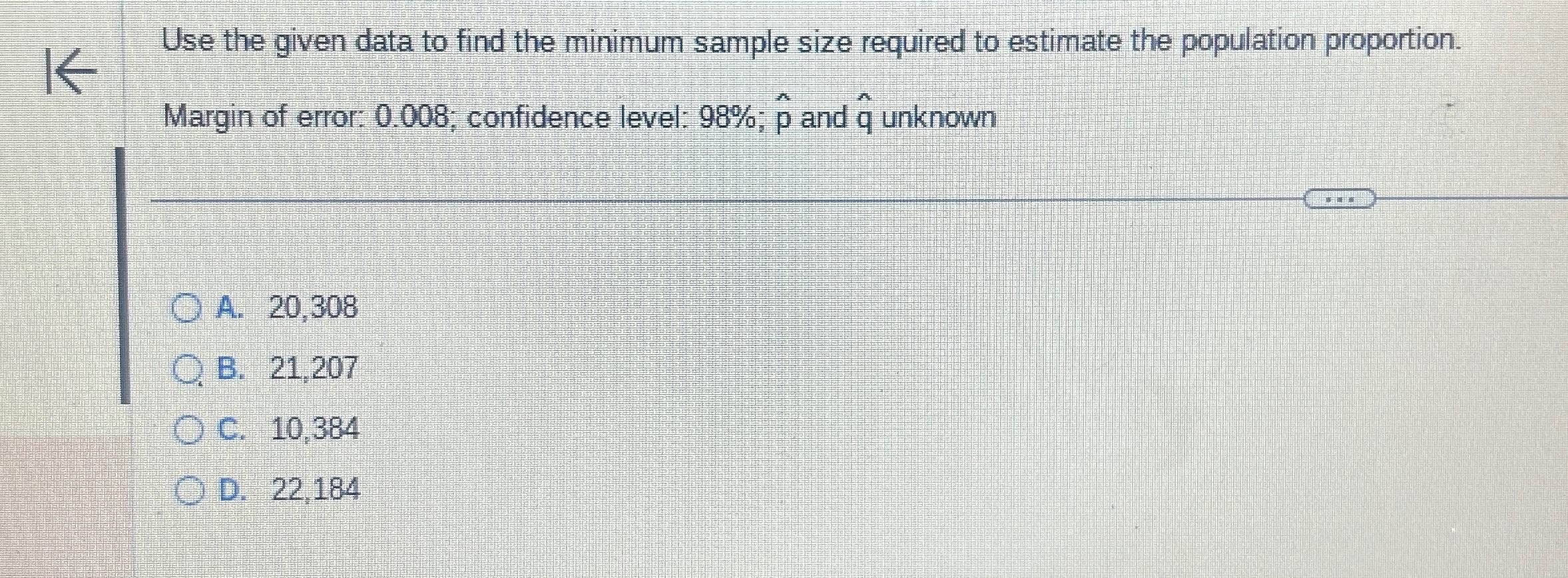 Use the given data to find the minimum sample size | Chegg.com