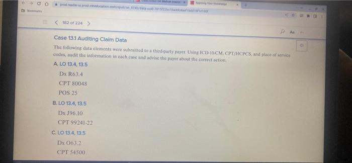 Solved 4400 Mig Case 13.1 Auditing Claim Data | Chegg.com