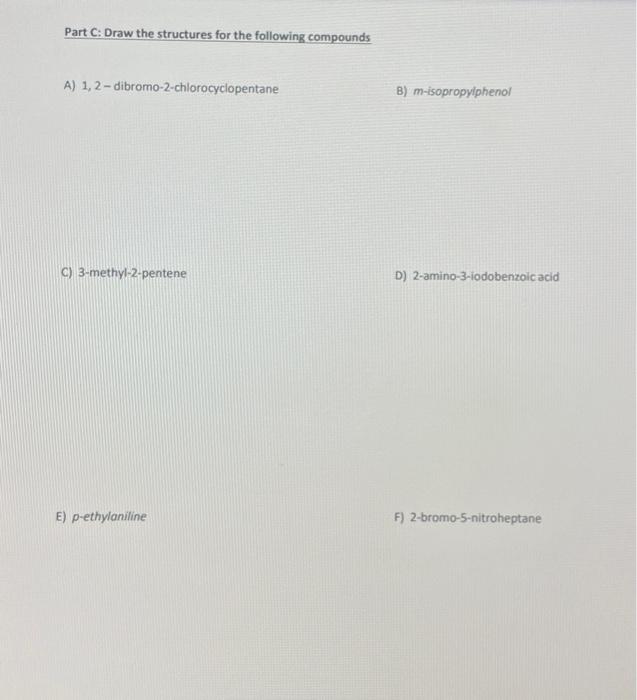 Solved IC /24) Part B. Name the following structures BI CH = | Chegg.com