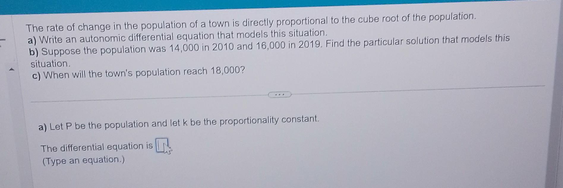 Solved the rate of change un the population of a Town... | Chegg.com