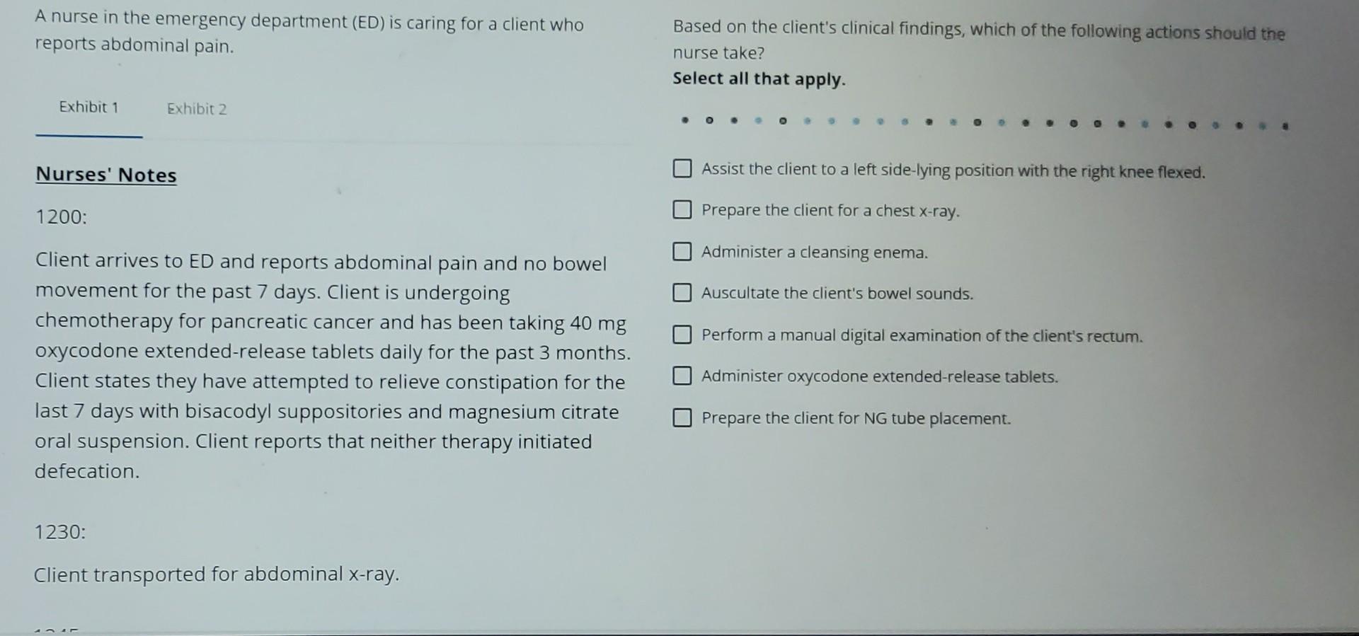 Solved A nurse in the emergency department (ED) is caring | Chegg.com