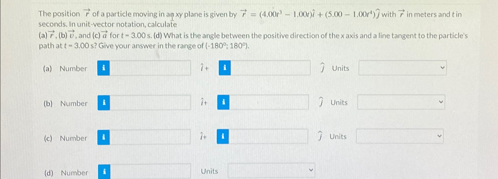 Solved The position vec(r) of a particle moving in an xy | Chegg.com