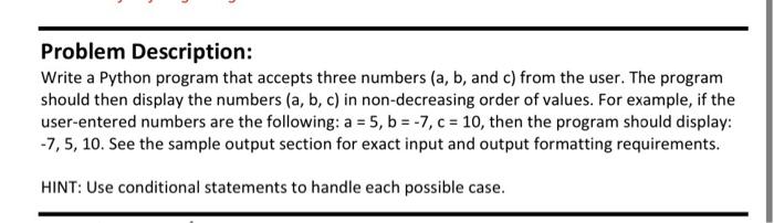 Solved Problem Description Write A Python Program That