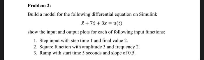 Solved Build a model for the following differential equation | Chegg.com