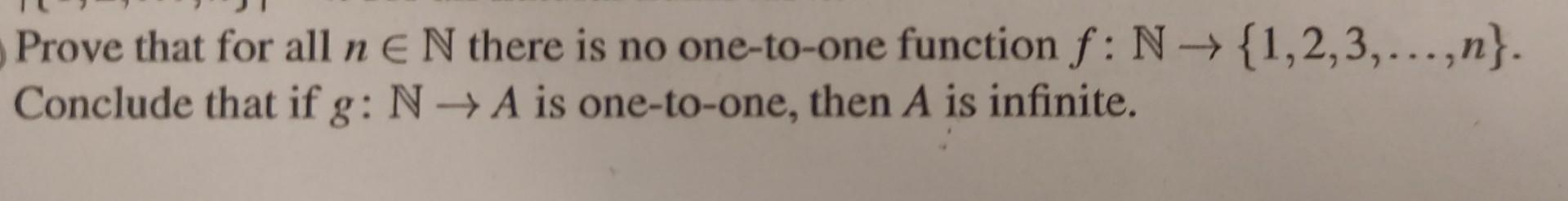 Solved Prove that for all n∈N there is no one-to-one | Chegg.com