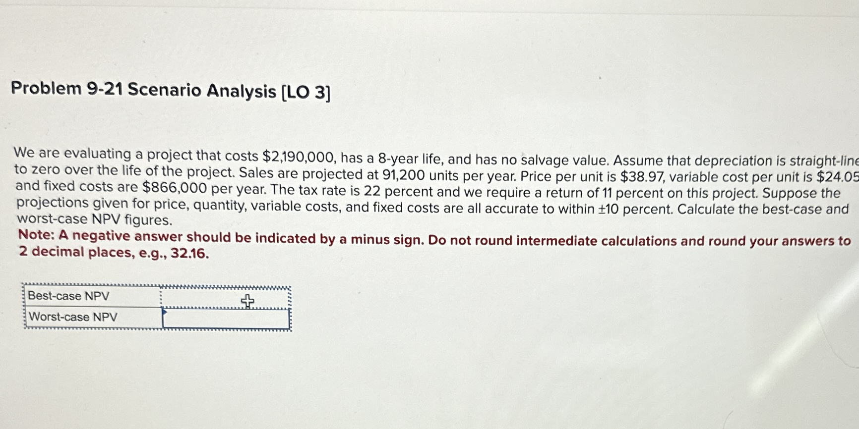 Solved Problem 9-21 ﻿Scenario Analysis [lll 3]We are | Chegg.com