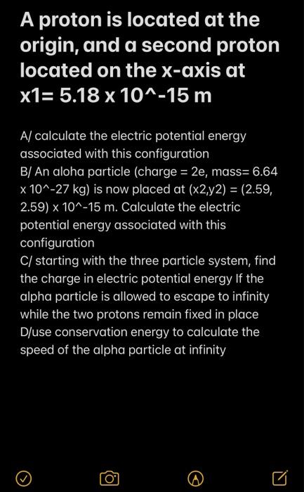 Solved A proton is located at the origin, and a second | Chegg.com