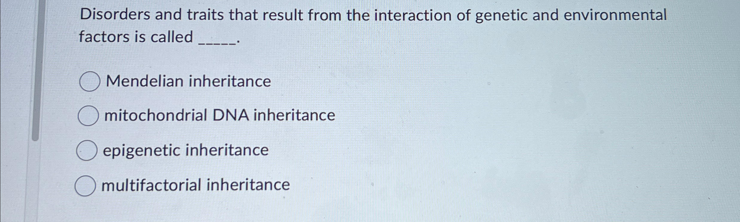 Solved Disorders and traits that result from the interaction | Chegg.com
