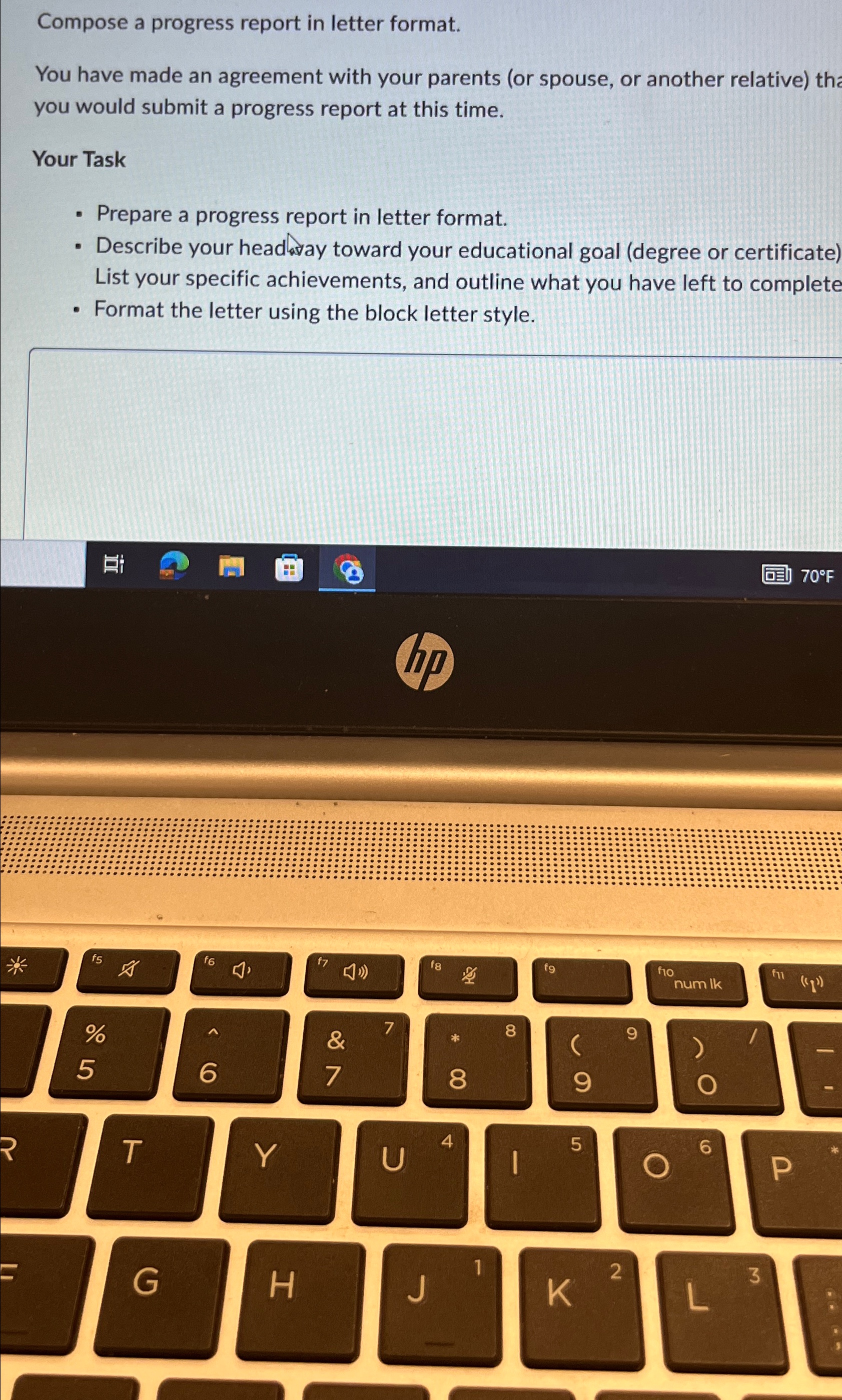 Solved Compose a progress report in letter format.You have | Chegg.com