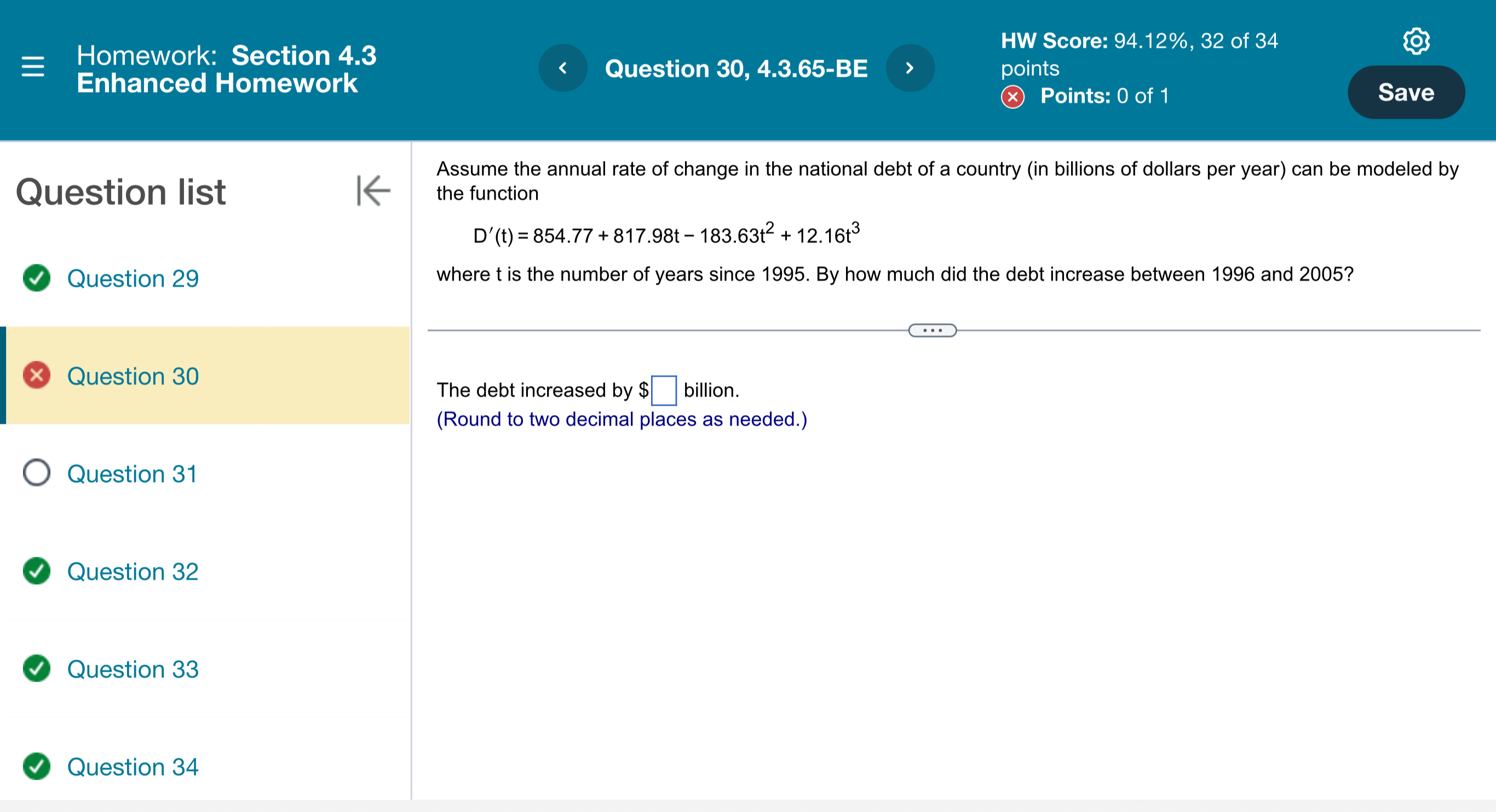 Solved = Homework: Section 4.3HW Score: 94.12%,32 of | Chegg.com Solved = Homework: Section 4.3HW Score: 94.12%,32 of | Chegg.com