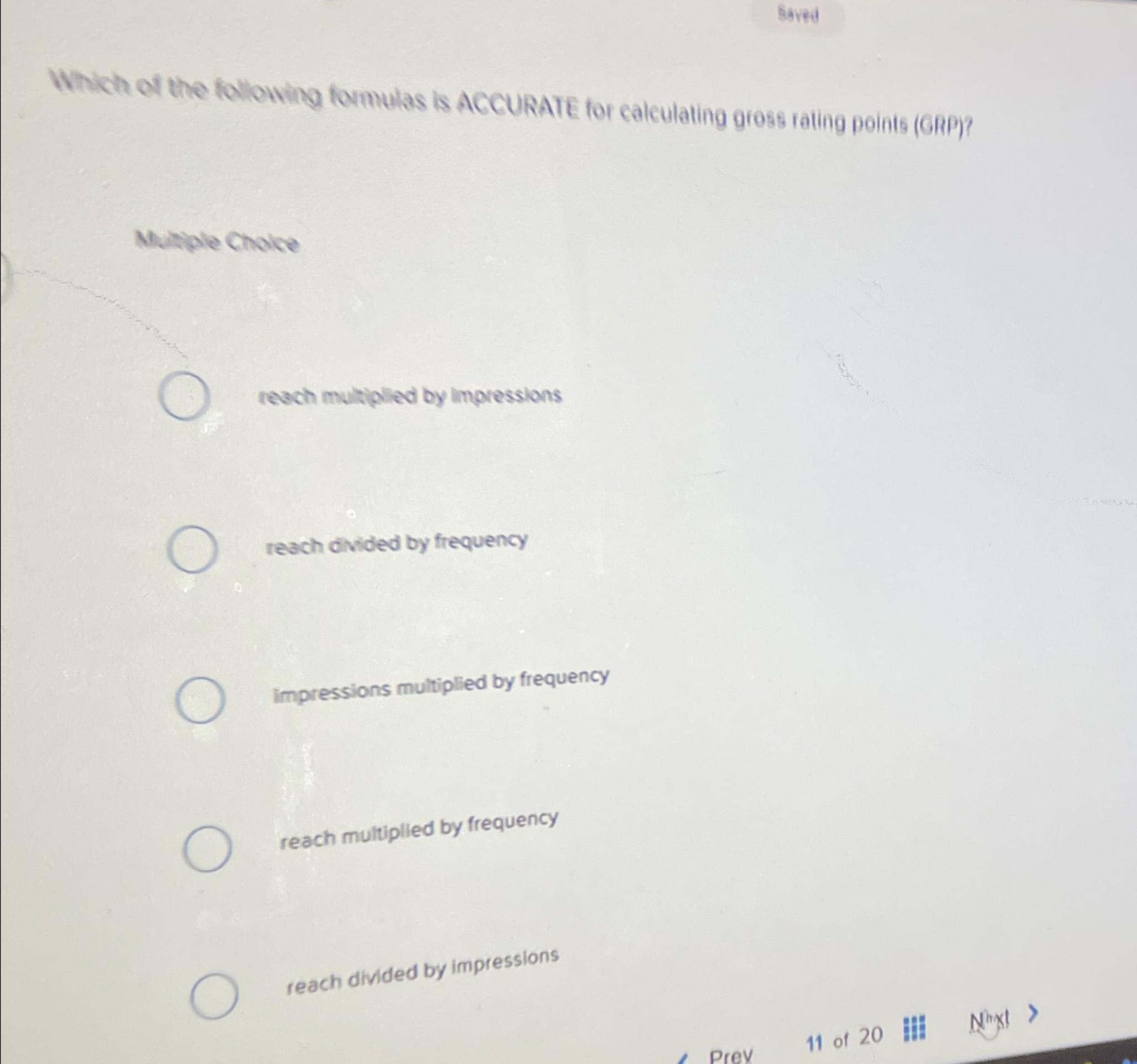 Solved GavedWhich of the following formulas is ACCURATE for | Chegg.com