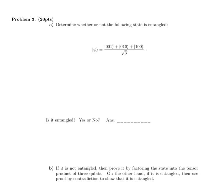 Solved Problem 3. (20pts) a) Determine whether or not the | Chegg.com Solved Problem 3. (20pts) a) Determine whether or not the | Chegg.com