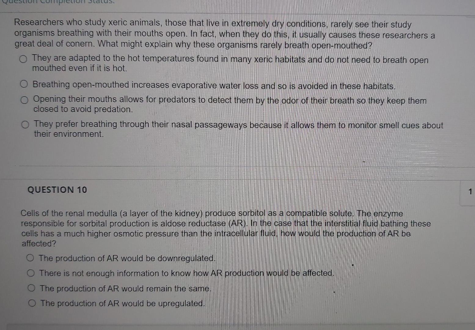Solved Researchers who study xeric animals, those that live | Chegg.com