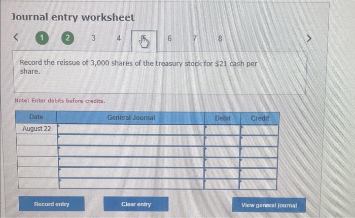Solved Journal entry worksheet Record the reissue of 3,000 | Chegg.com