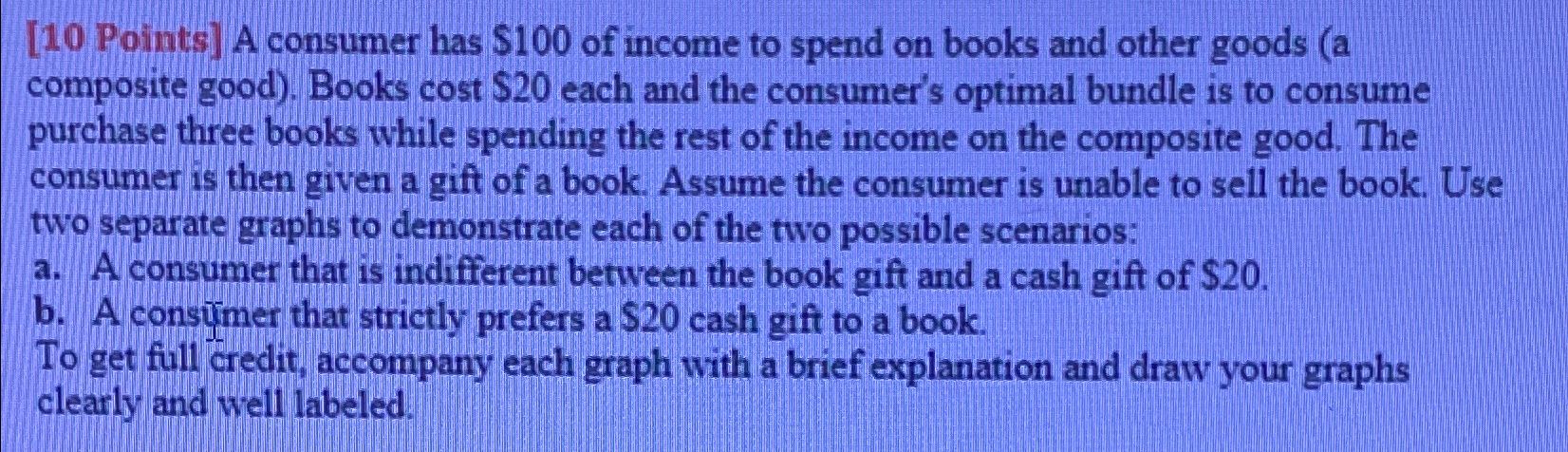 Solved [10 ﻿Points] ﻿A consumer has $100 ﻿of income to spend | Chegg.com