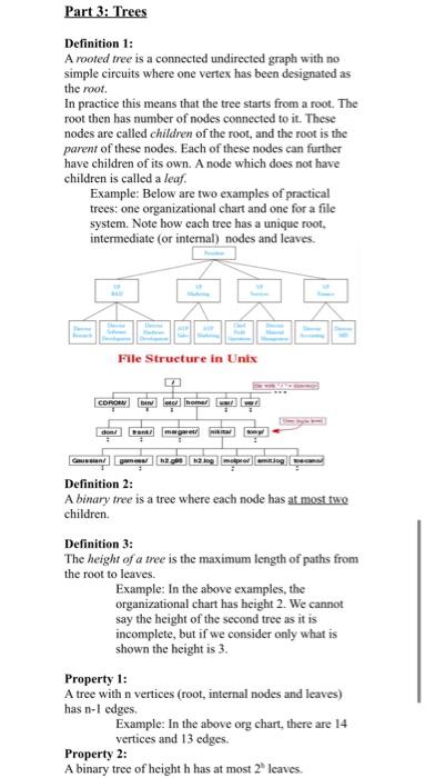 Solved Part 3: Trees Definition 1: A rooted tree is a | Chegg.com