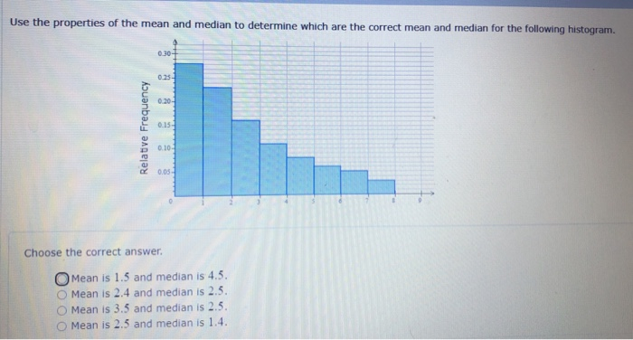 Solved Use the properties of the mean and median to | Chegg.com