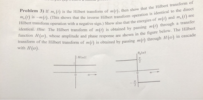 Solved Problem 3) If m, (t) is the Hilbert transform of | Chegg.com