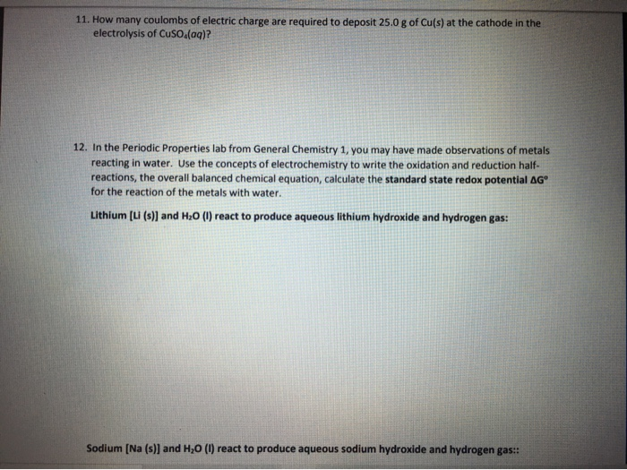 Solved 11. How many coulombs of electric charge are required | Chegg.com