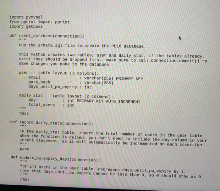 Solved drop database if exists PE10; create database PE10; | Chegg.com