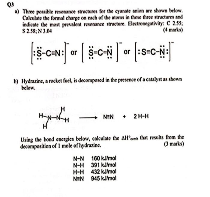 Solved a) Three possible resonance structures for the | Chegg.com