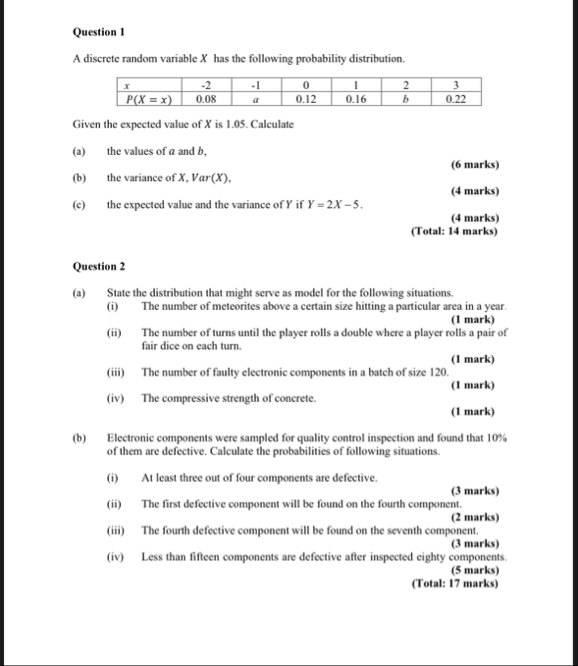 Solved Question 1A discrete random variable x ﻿has the | Chegg.com
