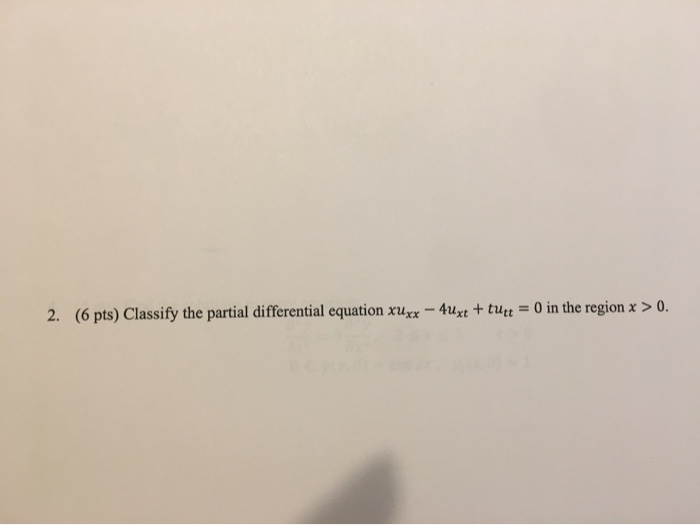 Solved 2. (6 pts) Classify the partial differential equation | Chegg.com