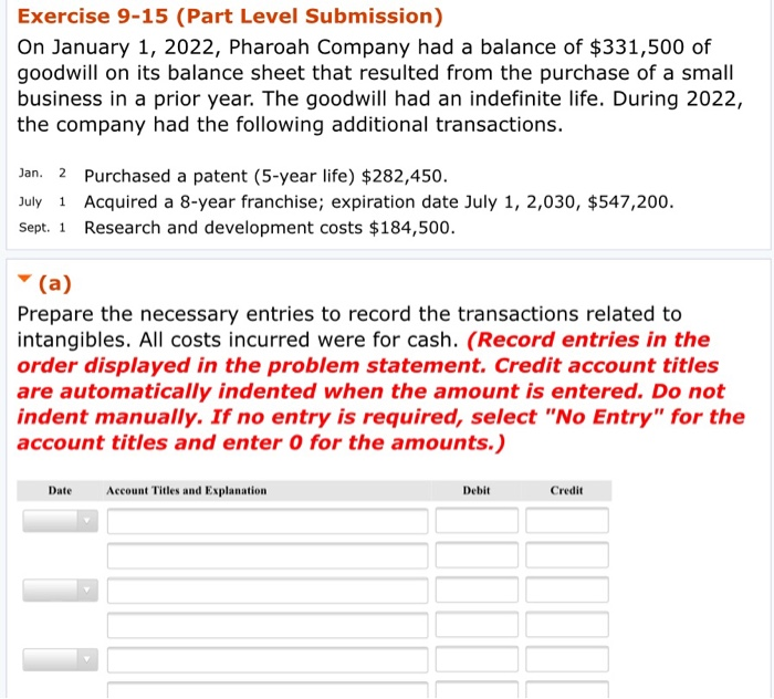 Solved Exercise 9-15 (Part Level Submission) On January 1, | Chegg.com