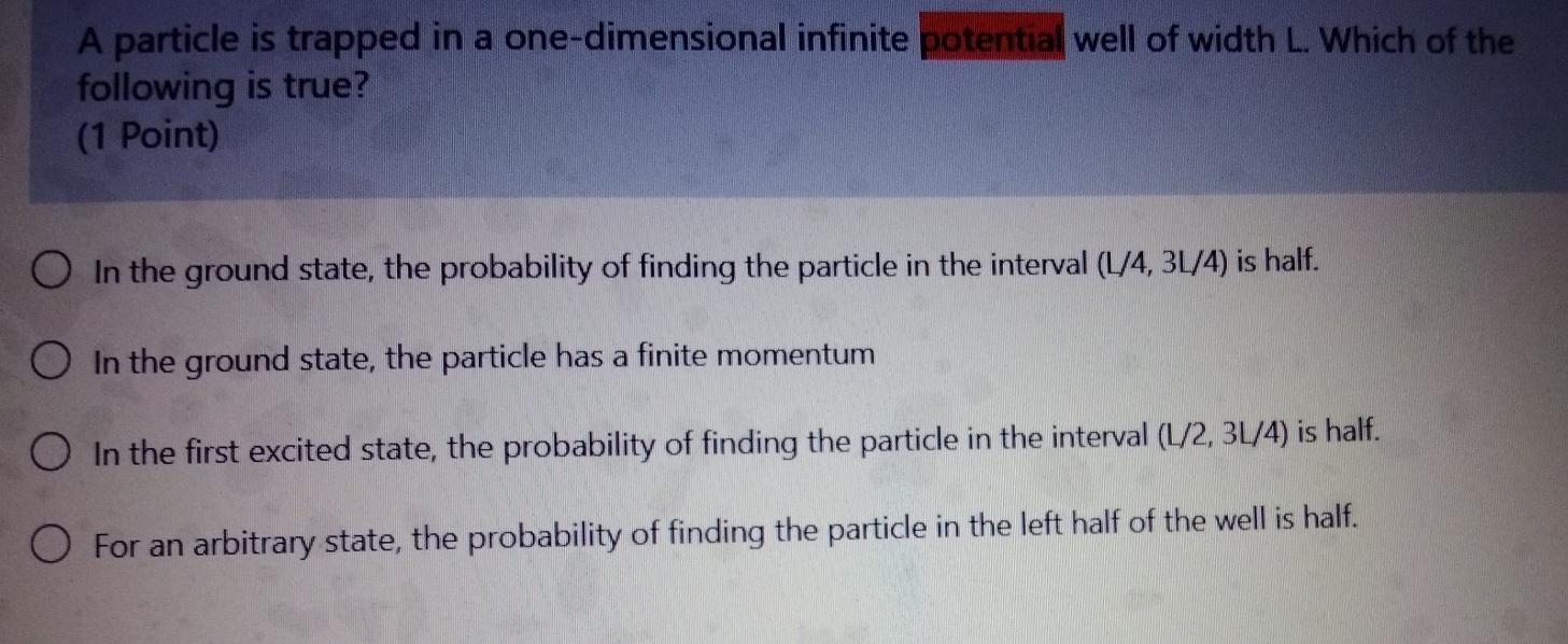 Solved A particle is trapped in a one-dimensional infinite | Chegg.com