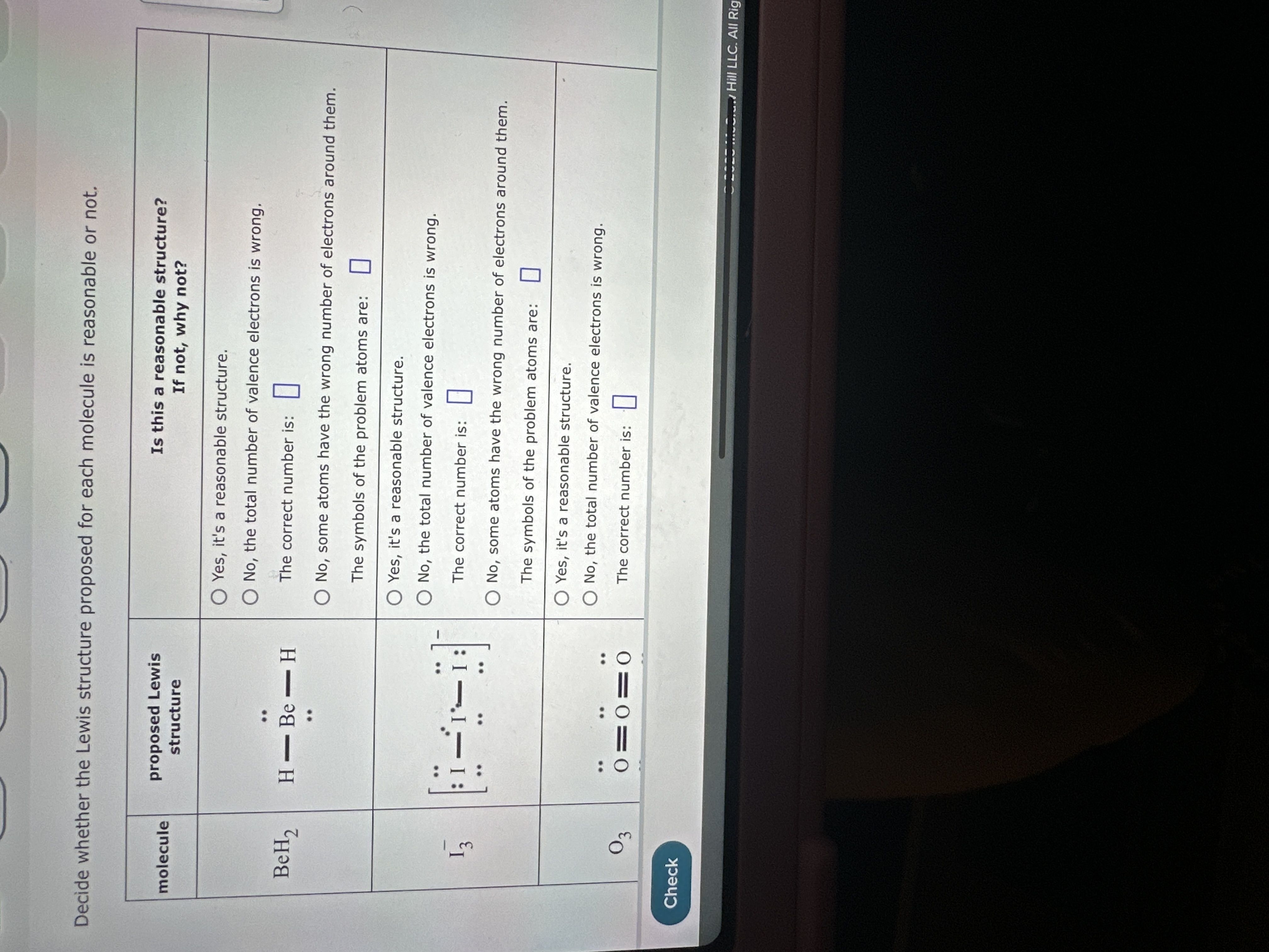 Decide whether the Lewis structure proposed for each | Chegg.com