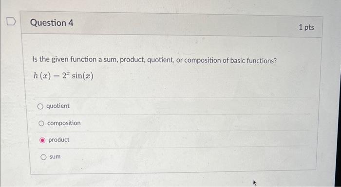 Solved Is the given function a sum, product, quotient, or | Chegg.com