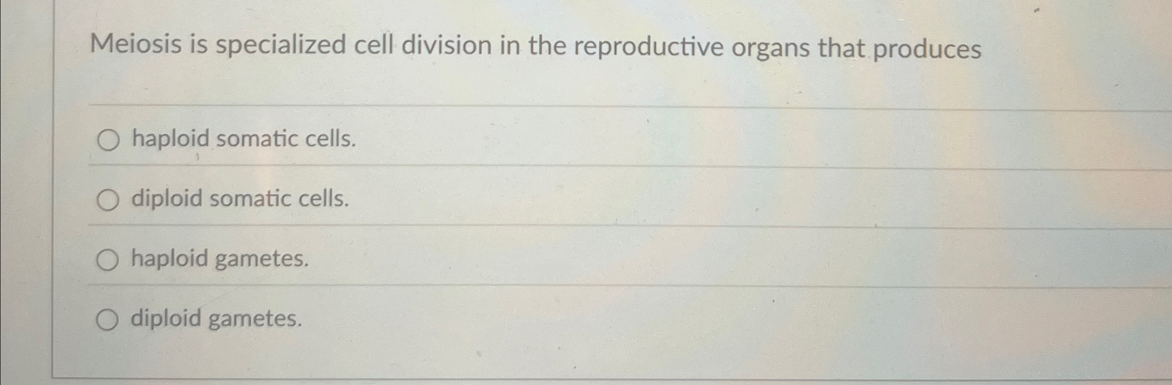 Solved Meiosis is specialized cell division in the | Chegg.com