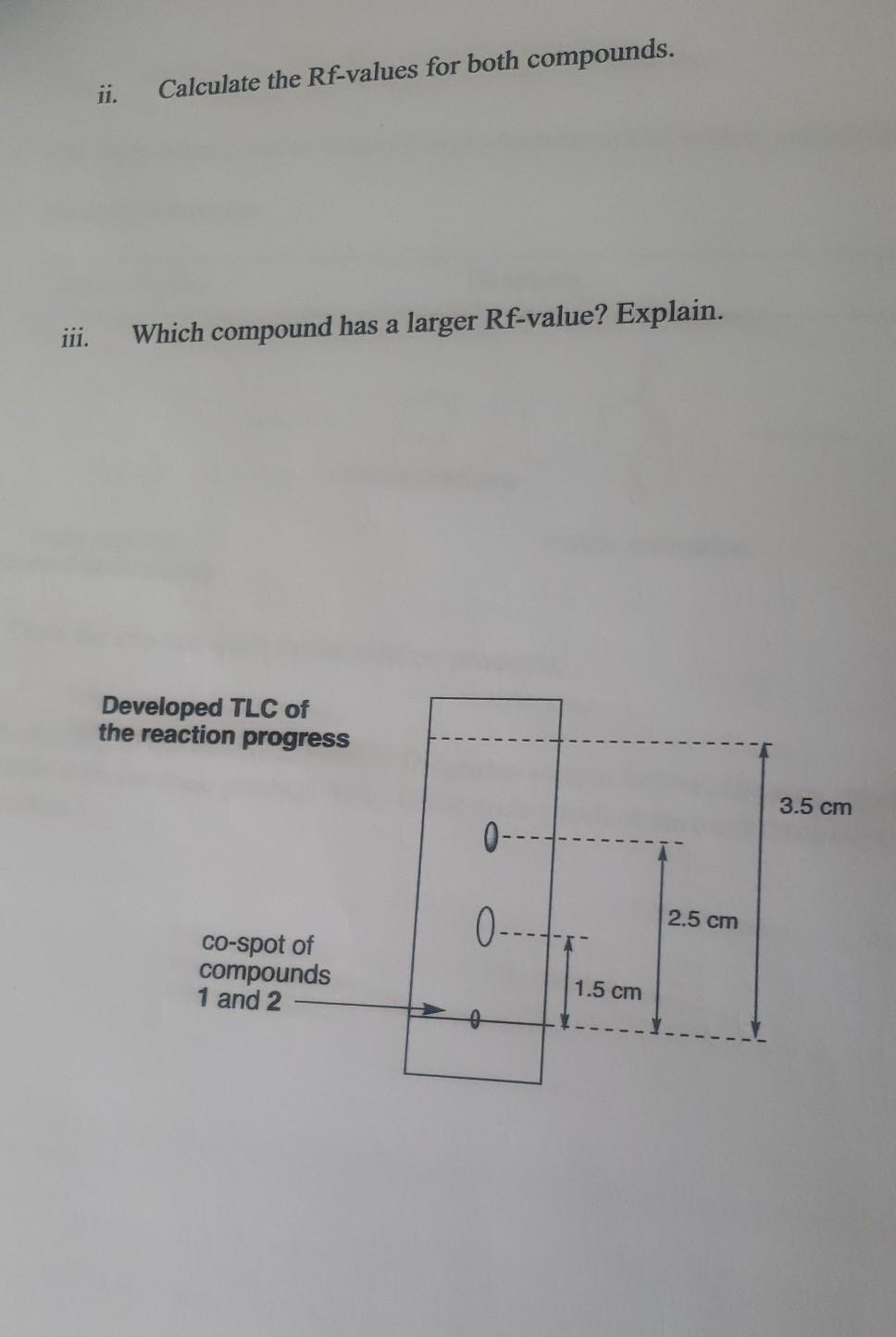 Solved ii. Calculate the Rf-values for both compounds. iii. | Chegg.com