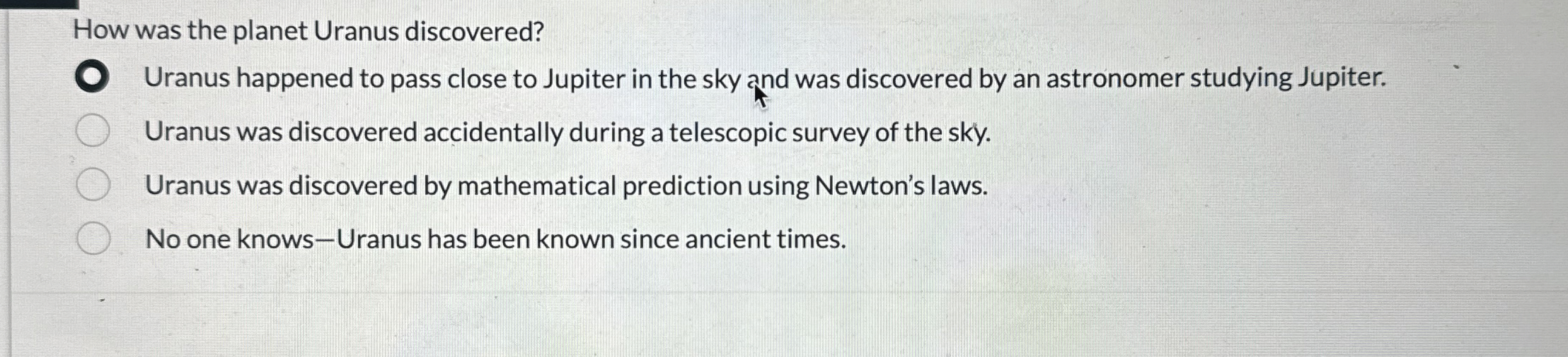 Solved How was the planet Uranus discovered?Uranus happened | Chegg.com