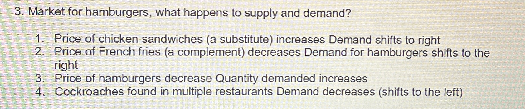 Solved Market for hamburgers, what happens to supply and | Chegg.com