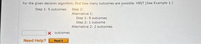Solved For the given decision algorithm, find how many | Chegg.com