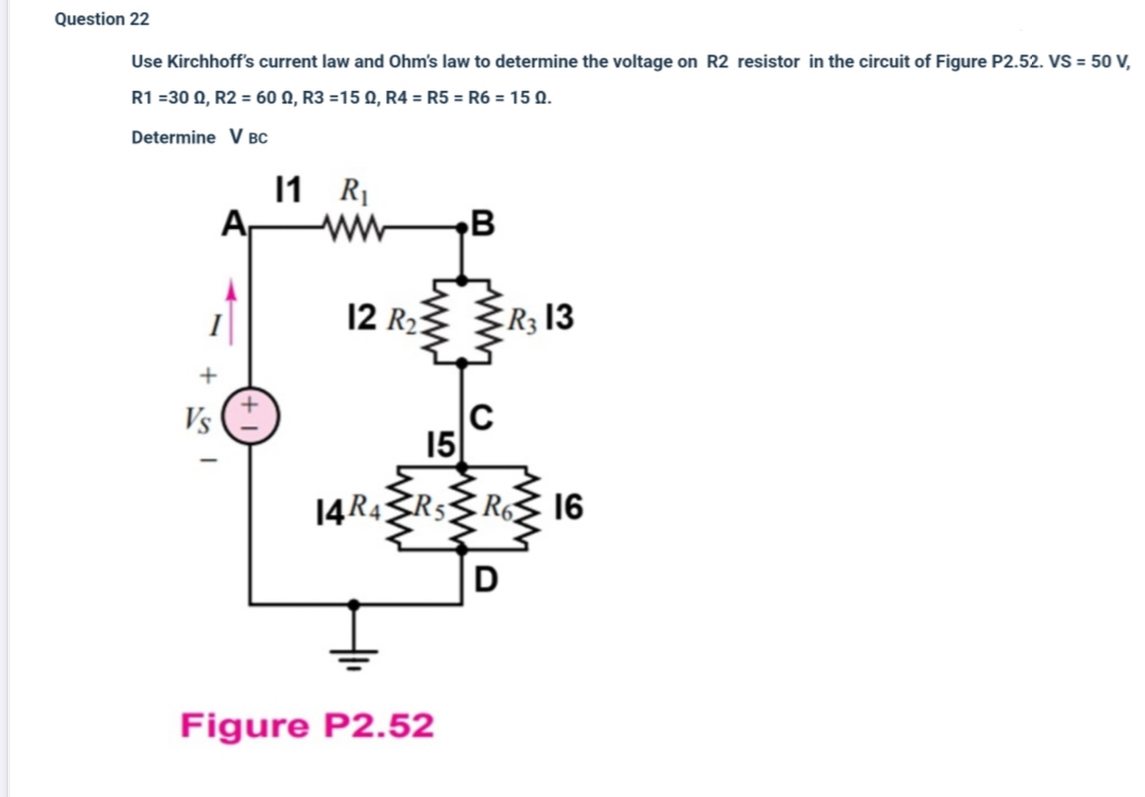 Solved Question 22Use Kirchhoff's current law and Ohm's law | Chegg.com