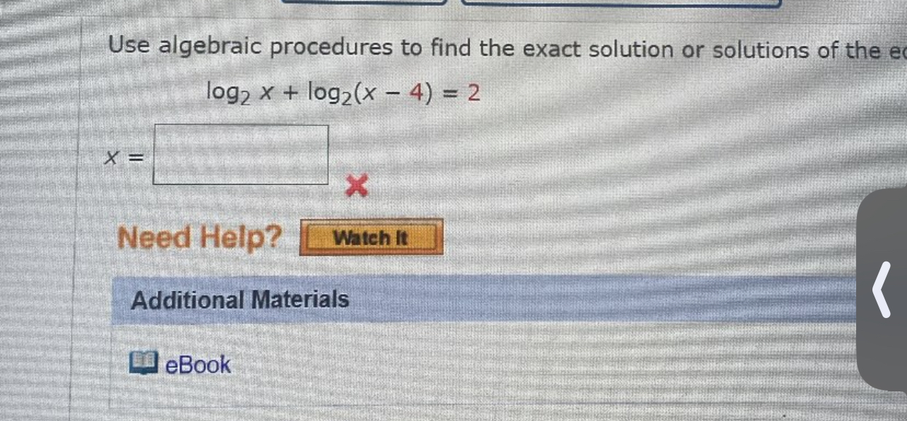 Solved Use algebraic procedures to find the exact solution | Chegg.com