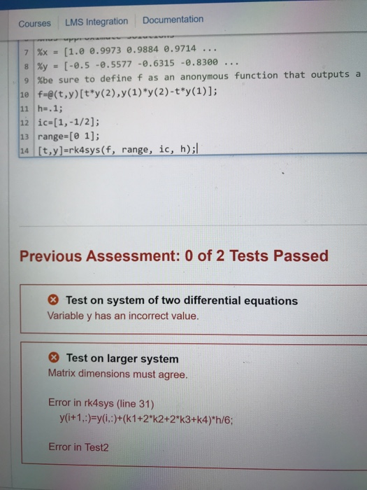 % RK4 for systems 2 solutions submitted (max: | Chegg.com