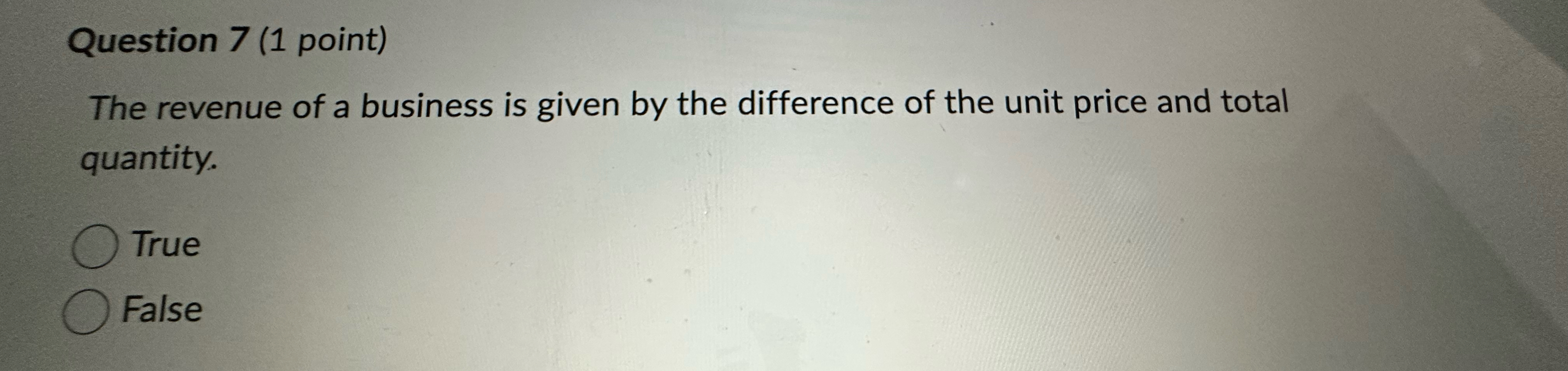 Solved Question 7 (1 ﻿point)The revenue of a business is | Chegg.com