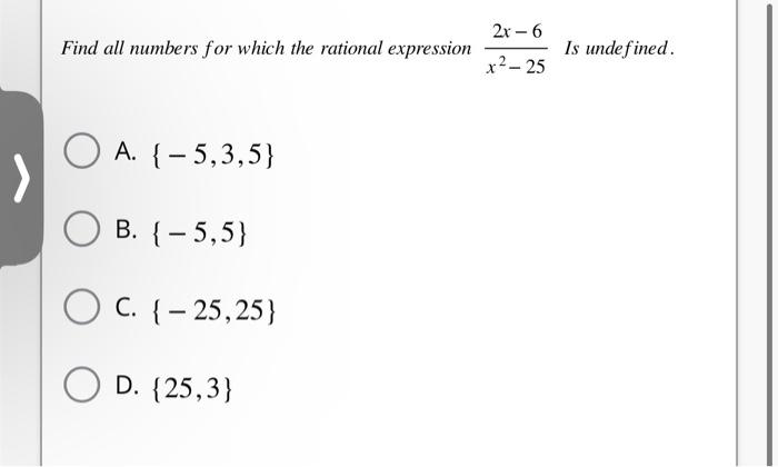 Solved Find all numbers for which the rational expression | Chegg.com
