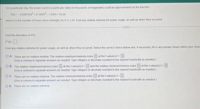 Solved Onia particular day, the power used in a particular | Chegg.com