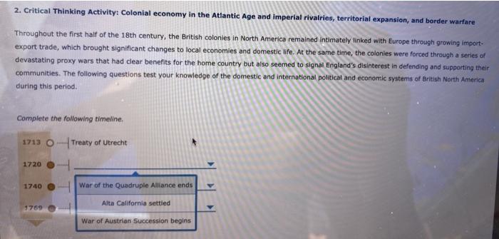 Solved 2. Critical Thinking Activity: Colonial economy in | Chegg.com
