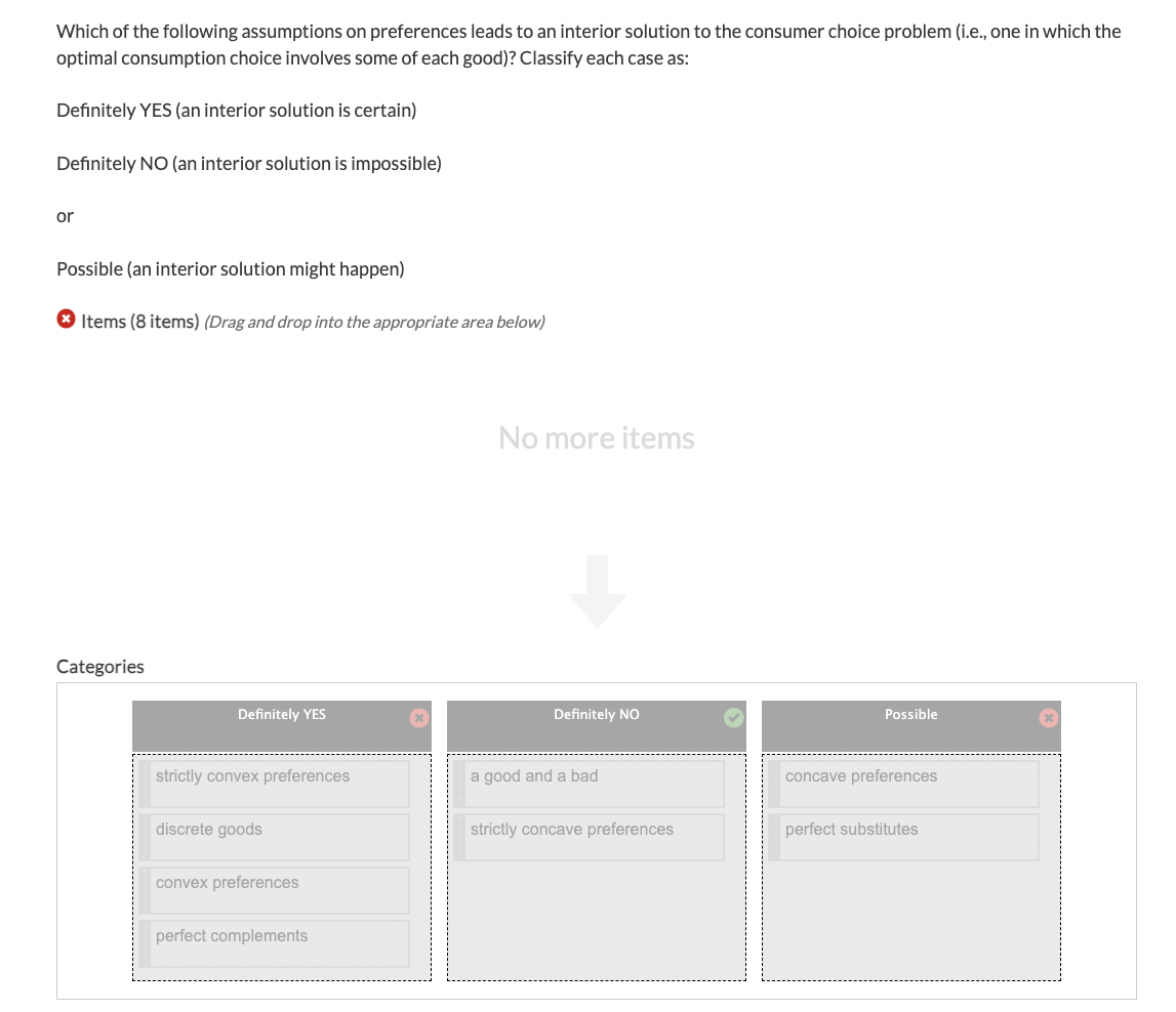 Solved Which of the following assumptions on preferences | Chegg.com