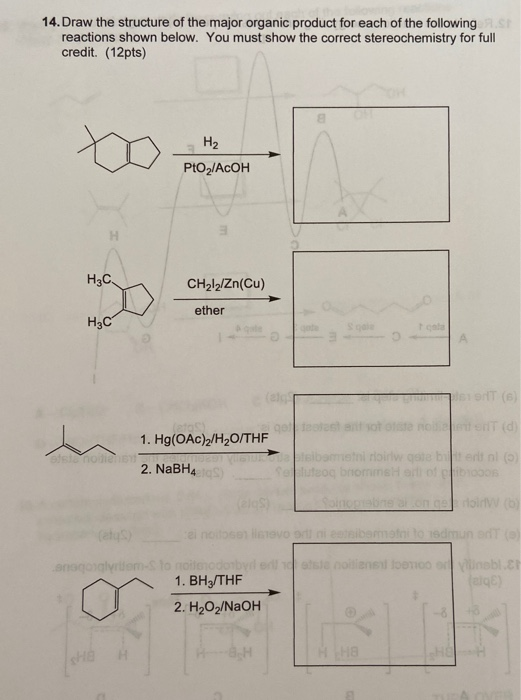 Solved 14.Draw the structure of the major organic product | Chegg.com