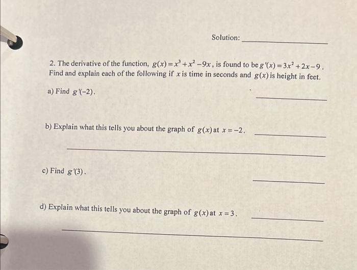 Solved 1. Find the derivative of the function. f(x)=x2−3x+1, | Chegg.com