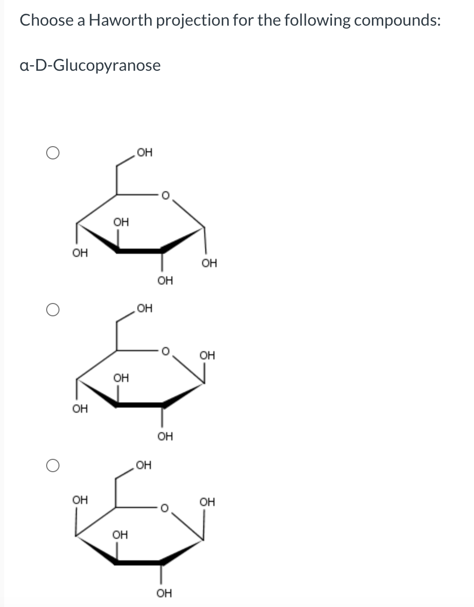 Solved Choose a Haworth projection for the following | Chegg.com