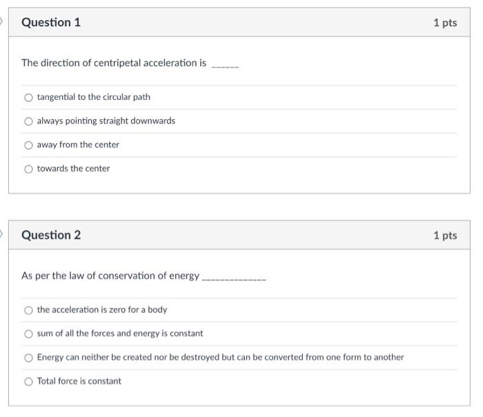 Solved The direction of centripetal acceleration is | Chegg.com