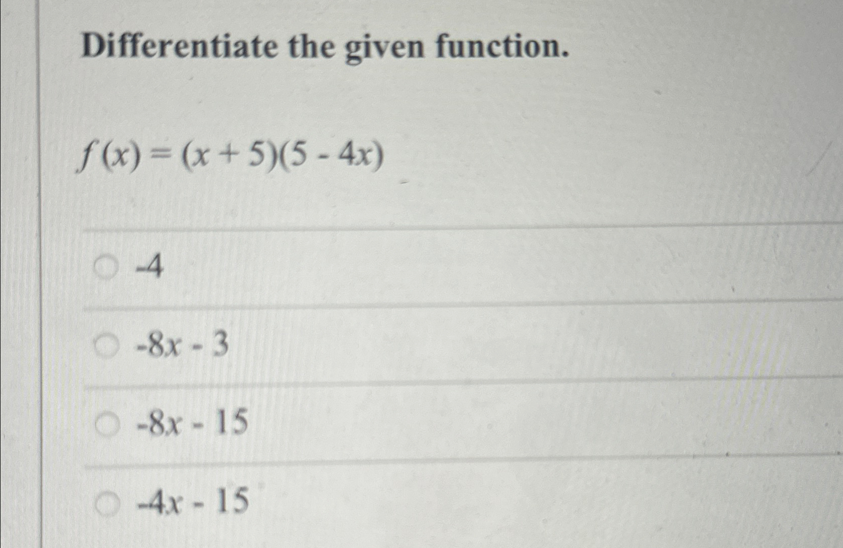 Solved Differentiate the given | Chegg.com