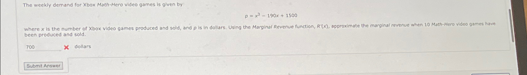 The weekly demand for Xbox Math-Hero video games is | Chegg.com